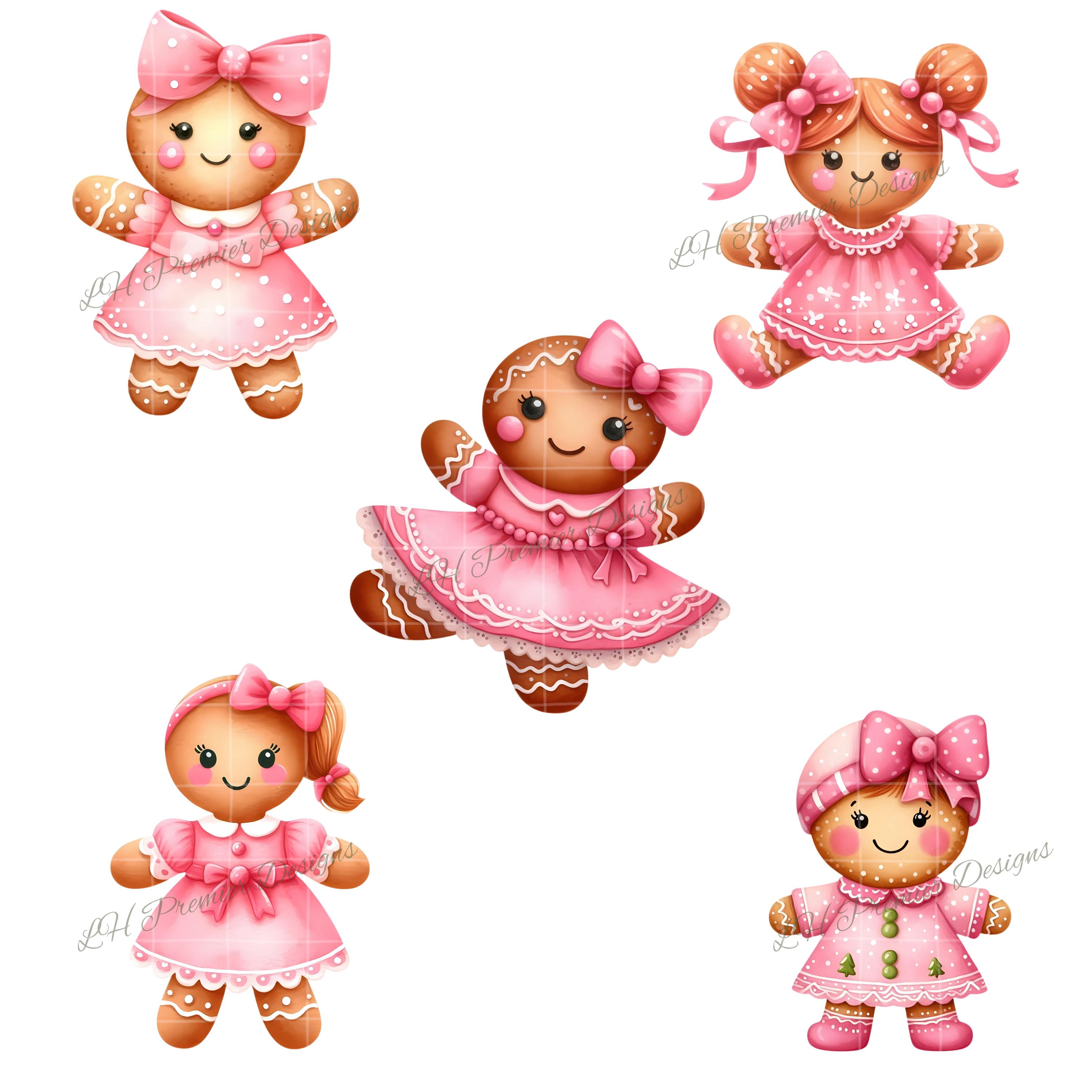 Pink Gingerbread Clip Art, Christmas, Clipart for Commercial Use ...