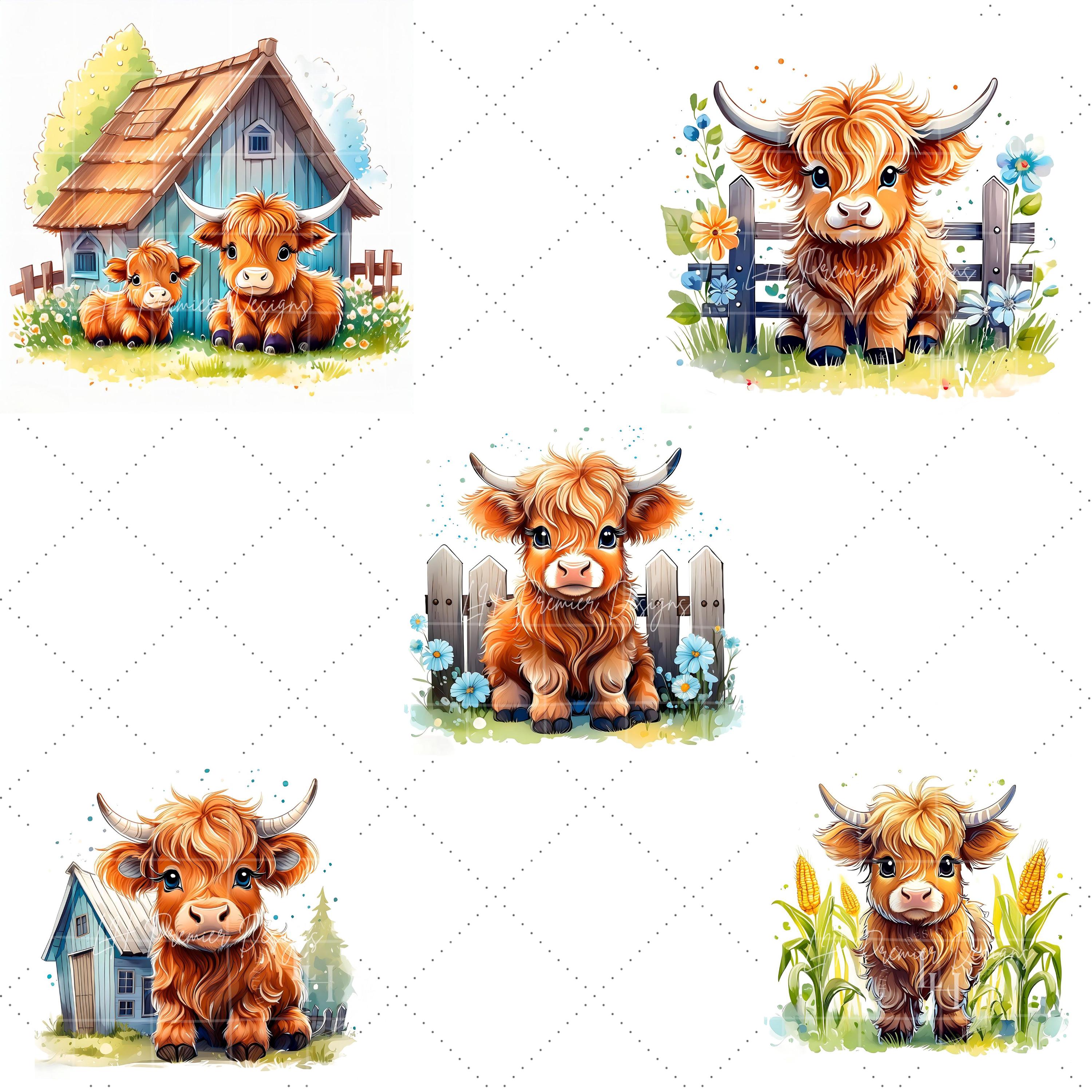 Highland Cows, Clipart for Commercial Use, JPG Files DIGITAL DOWNLOAD ...