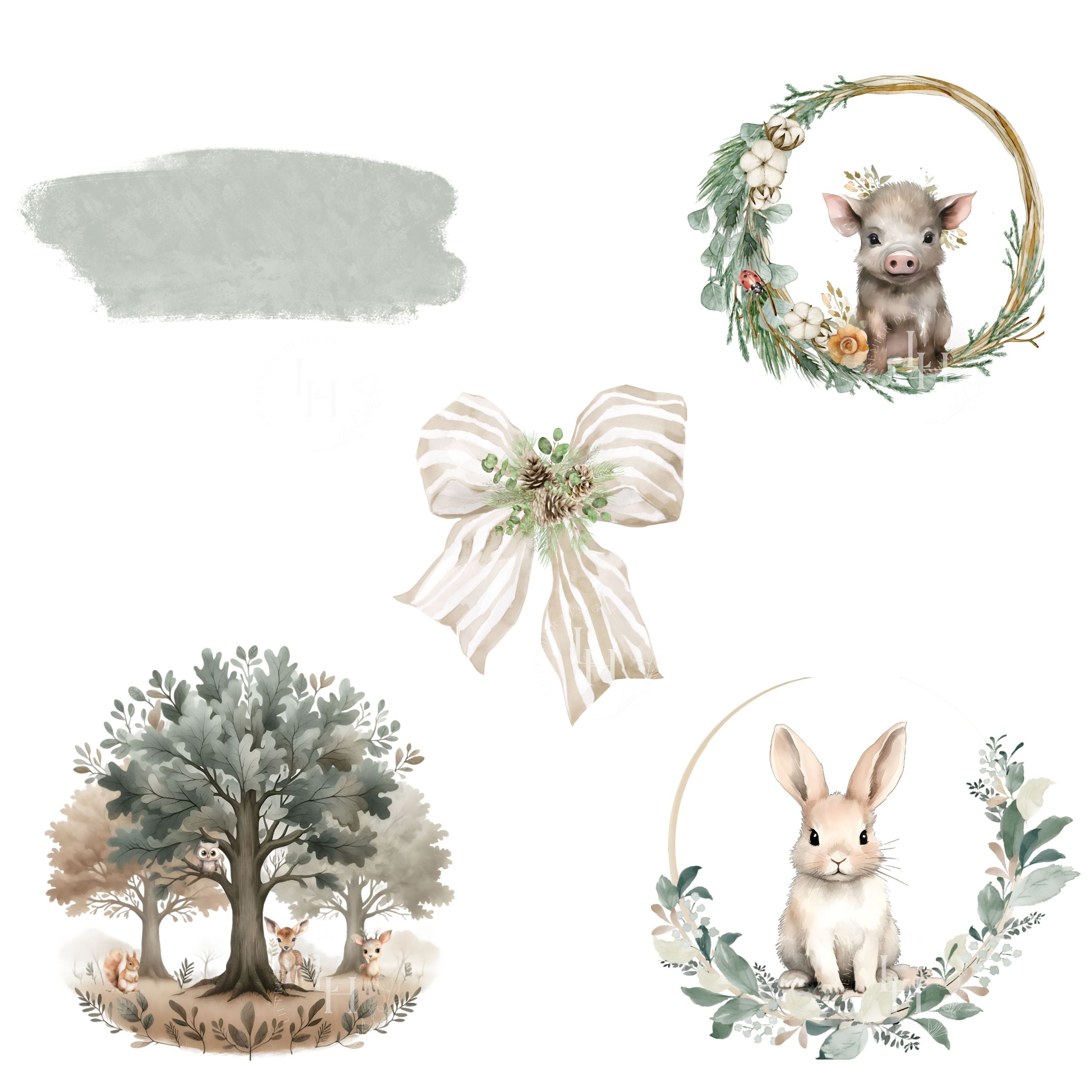 Watercolor Woodland Forest Friends Clip Art, Cute Animals, Clipart for ...