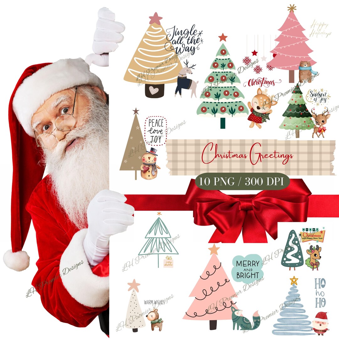 Christmas Greetings Clipart, Christmas Card, Holiday Clipart for ...