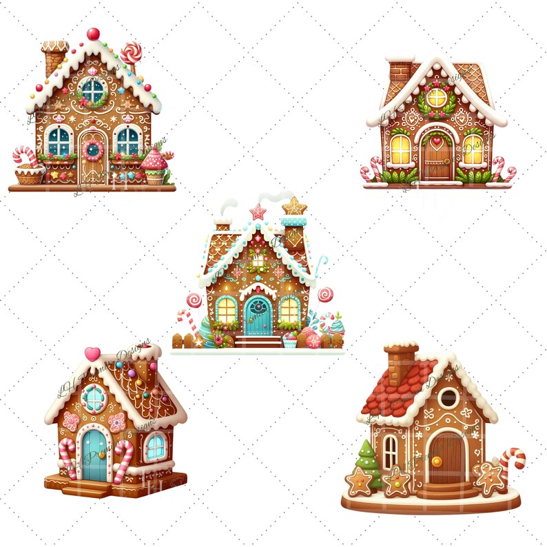 Gingerbread Houses, Cute Gingerbread Houses, Clipart for Commercial Use ...