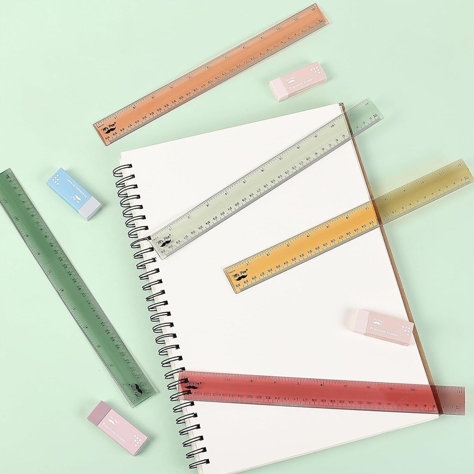 Vintage Color 12 Inch Rulers 6 Pack Clear Plastic School Rulers for ...