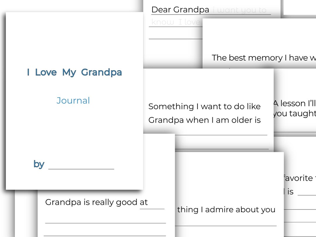 Grandpa Fill-in-the-blank Journal: Personalized DIY Gift (printable PDF ...
