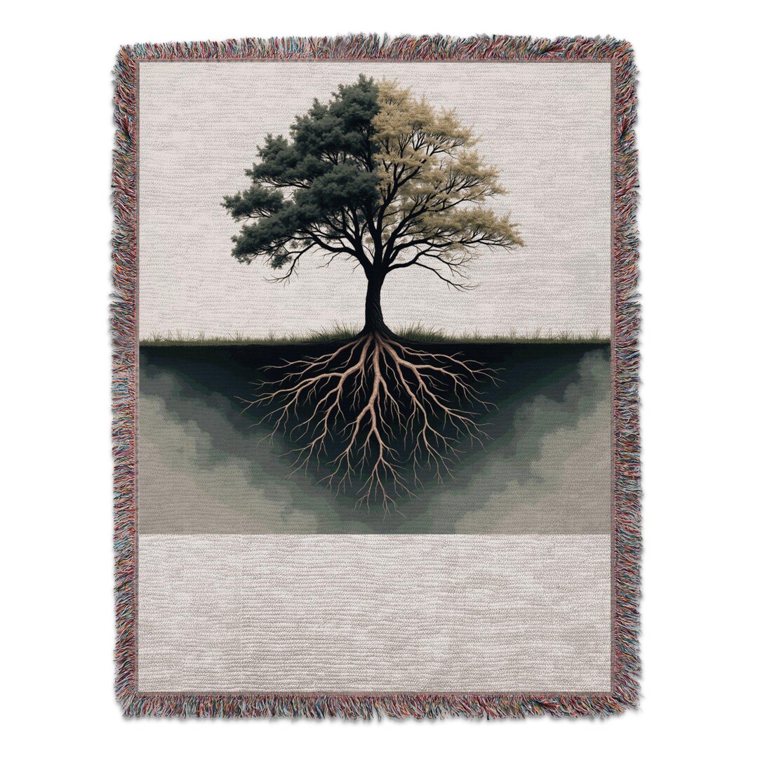 Unique Tree of Life Blanket, Nature Inspired Blanket, Cozy Tree Design ...