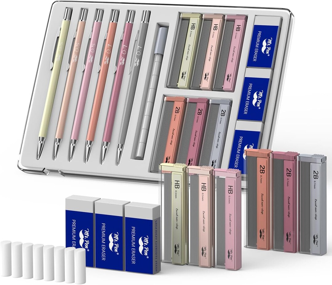 Boho Pastel Mechanical Pencils 6 Pack Colored Casings 0.5mm 0.7mm ...