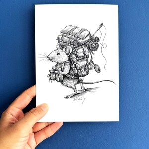 Backpacking Mouse / Print of Original Ink Illustration - Etsy