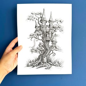 Fairy Castle Treehouse / Print of Original Ink Illustration - Etsy