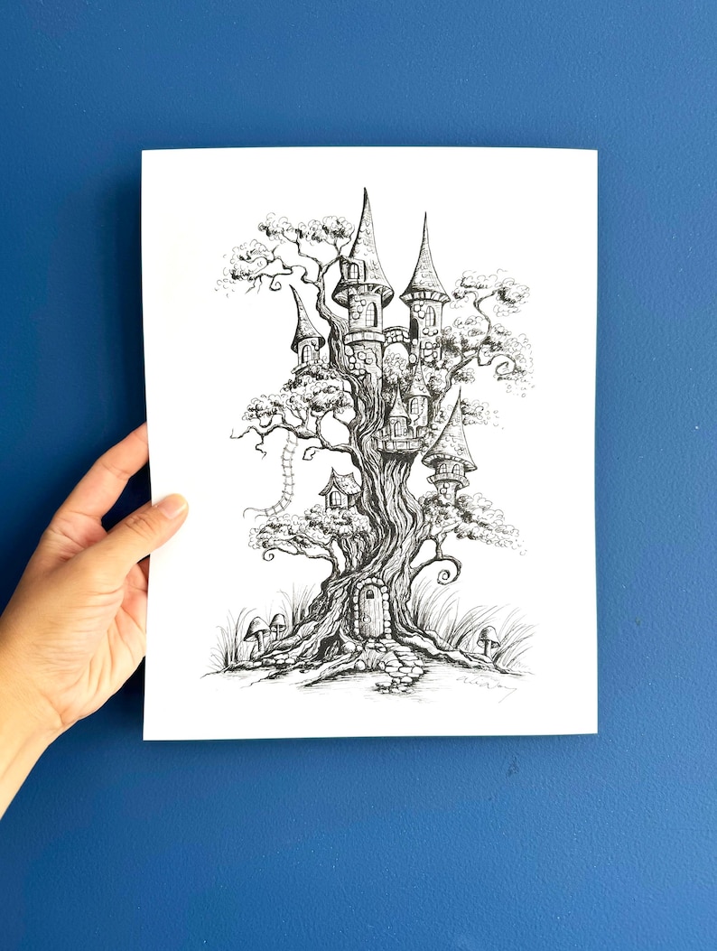Fairy Castle Treehouse / Print of Original Ink Illustration - Etsy