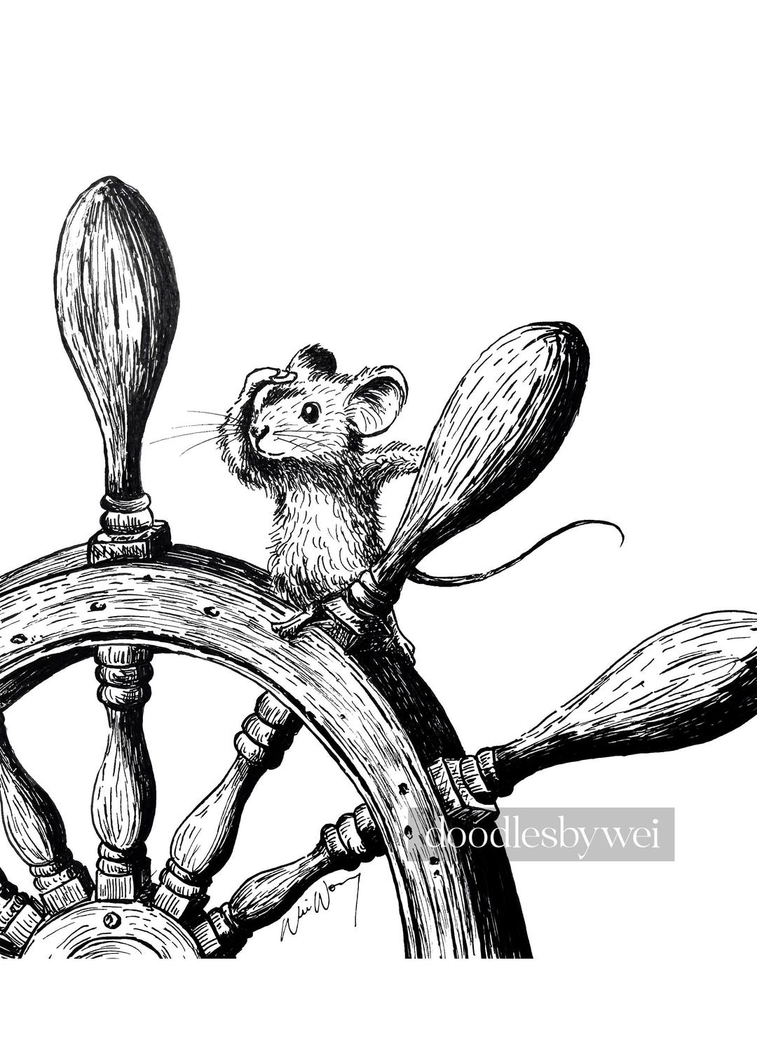 Mouse at Sea / Print of Original Ink Illustration - Etsy