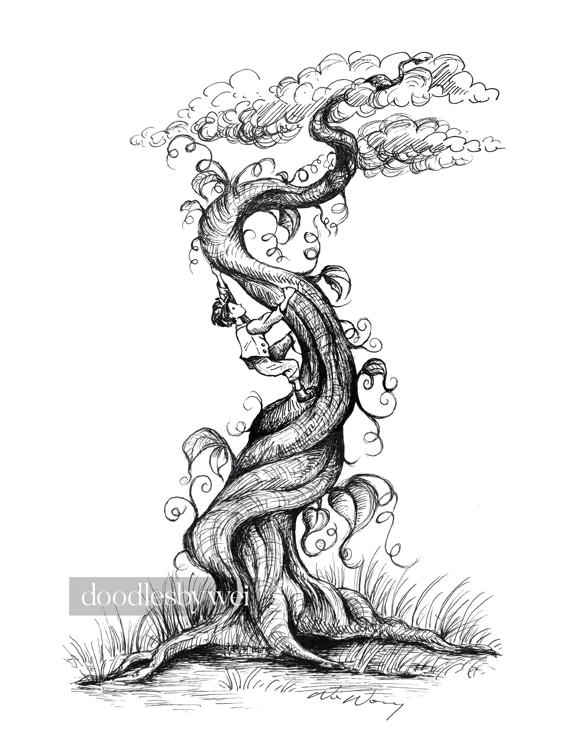 Jack & the Beanstalk / Print of Original Ink Illustration - Etsy
