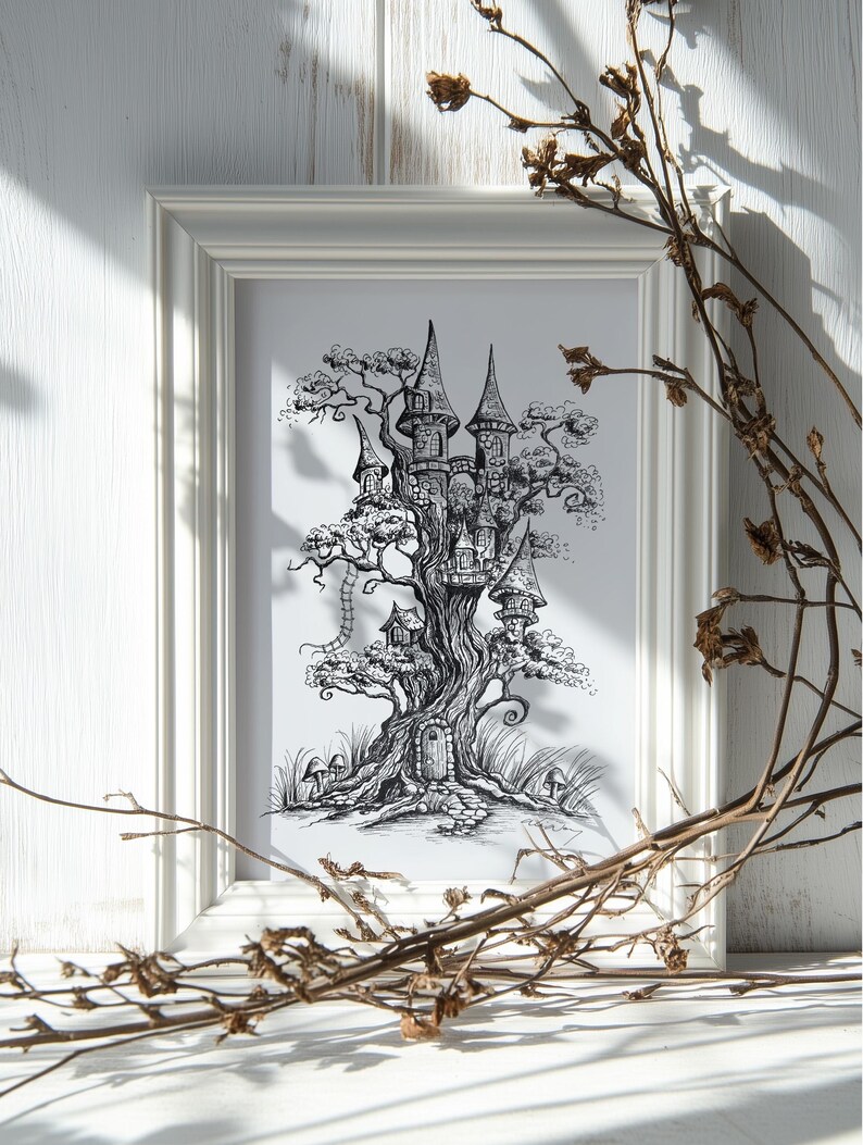 Fairy Castle Treehouse / Print of Original Ink Illustration - Etsy
