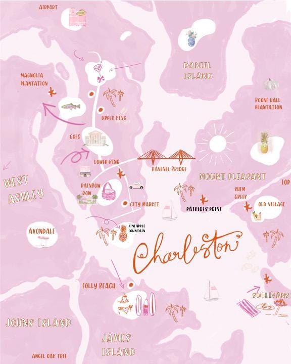 Charleston Map - Art Print - Etsy