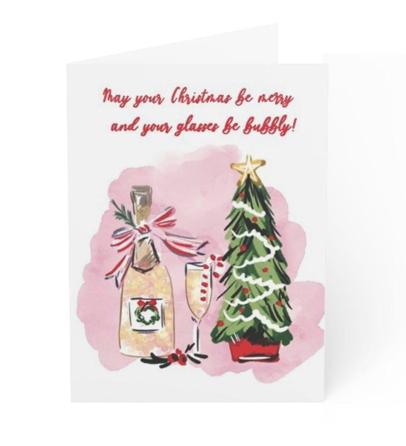 May Your Christmas Be Bubbly - Note Card - Etsy