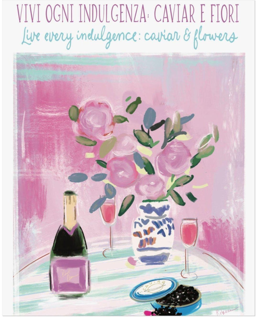 Caviar and Flowers - Art Print - Etsy