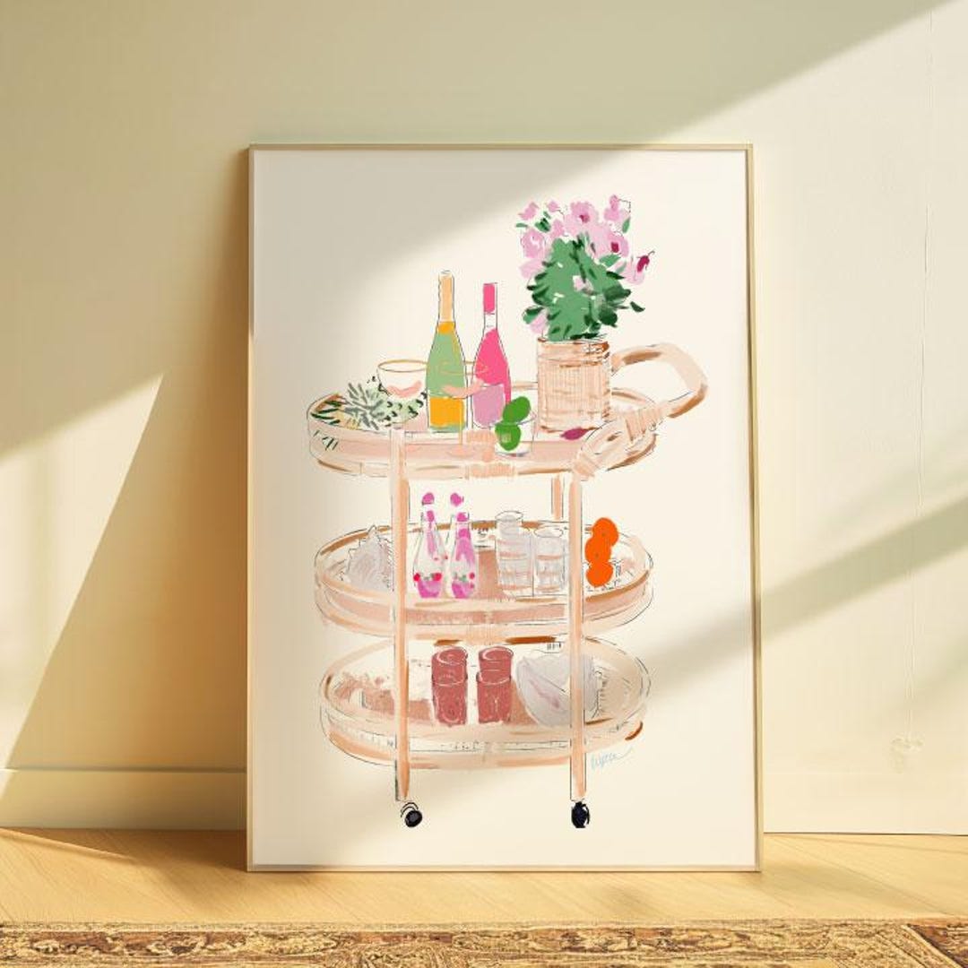Bar Cart - Art Print - Etsy