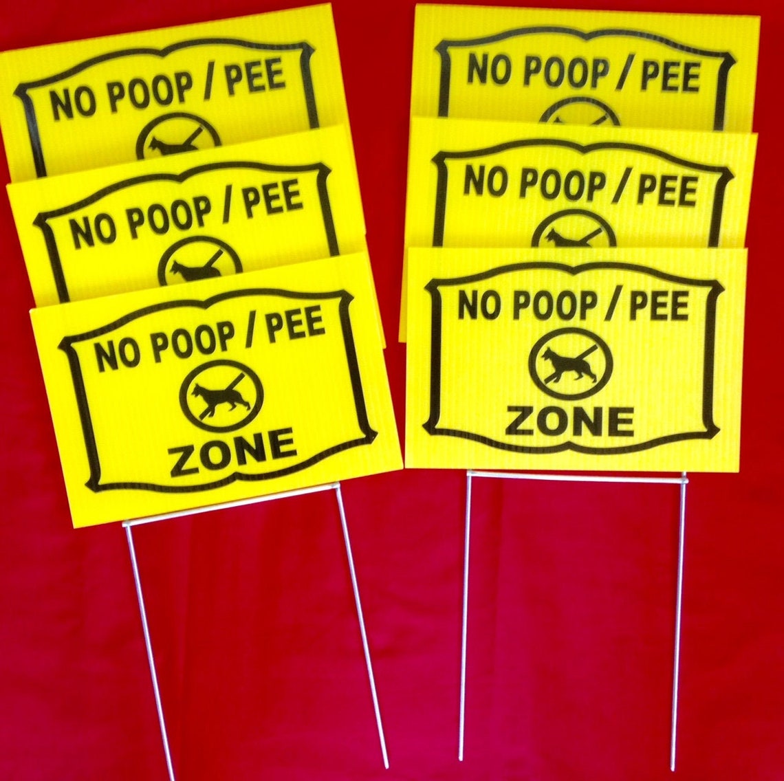 25.95 for 6 Signs 6 Stands 9 x 6 No Poop Pee zone | Etsy