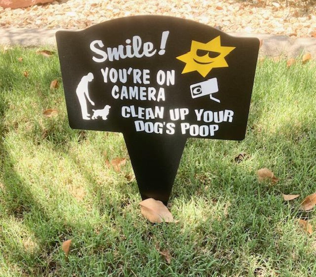 Handmade USA Smile You're on Camera Clean up Your Dog's Poop Lawn Yard ...