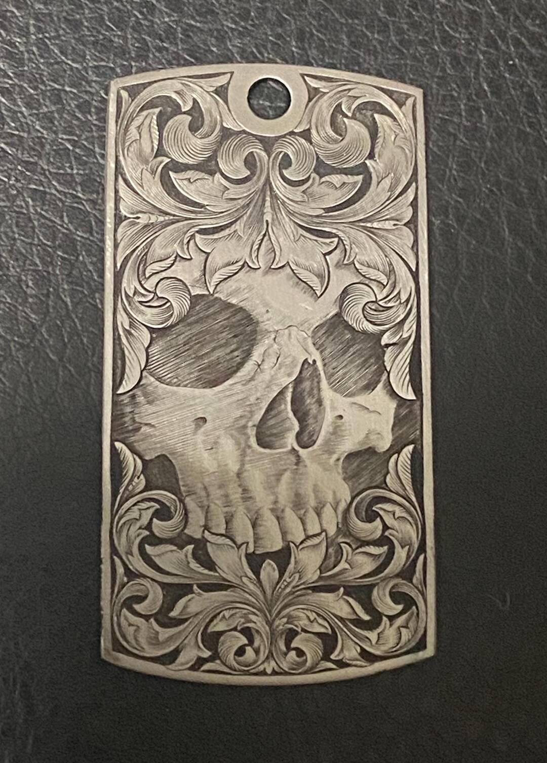 Stainless Steel Skull Dog Tag - Etsy