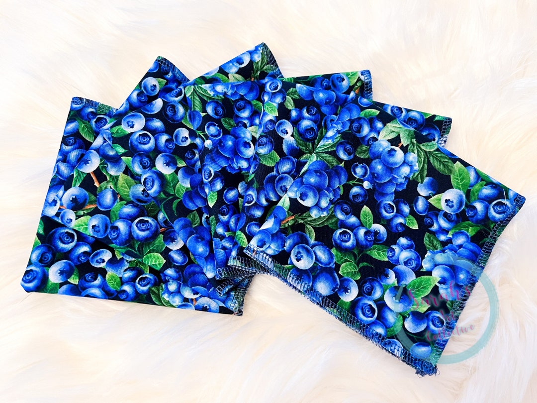 Blueberries! Navy Background Fabric Napkin Set of 6 - Etsy