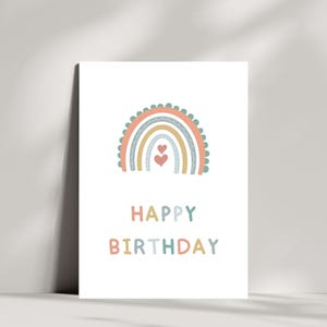 Pastel Rainbow Birthday Card: Boho Printable (digital Download) - Etsy