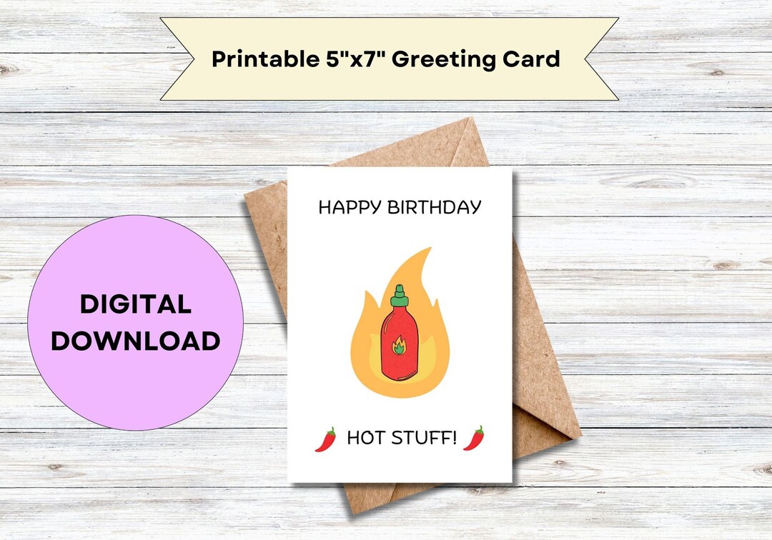 Spicy Birthday Card | Hot Sauce Themed Digital Download | Funny Happy ...