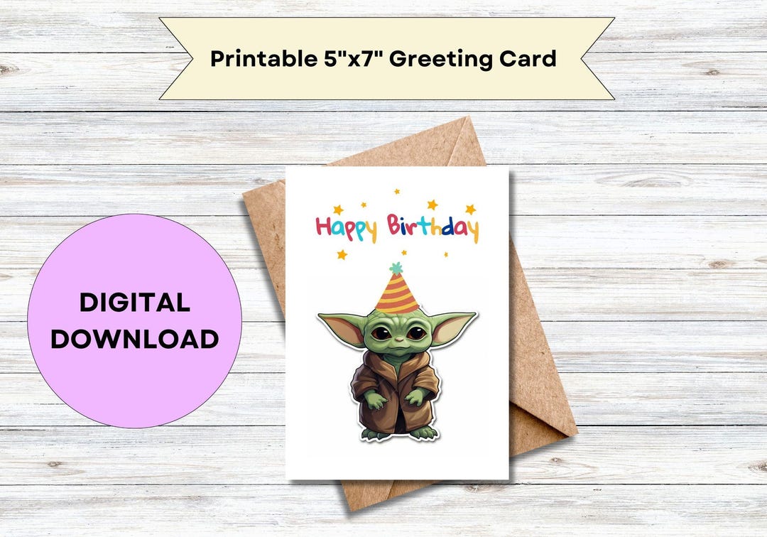 Baby Yoda Birthday Card | Grogu Star Wars Printable (digital Download ...