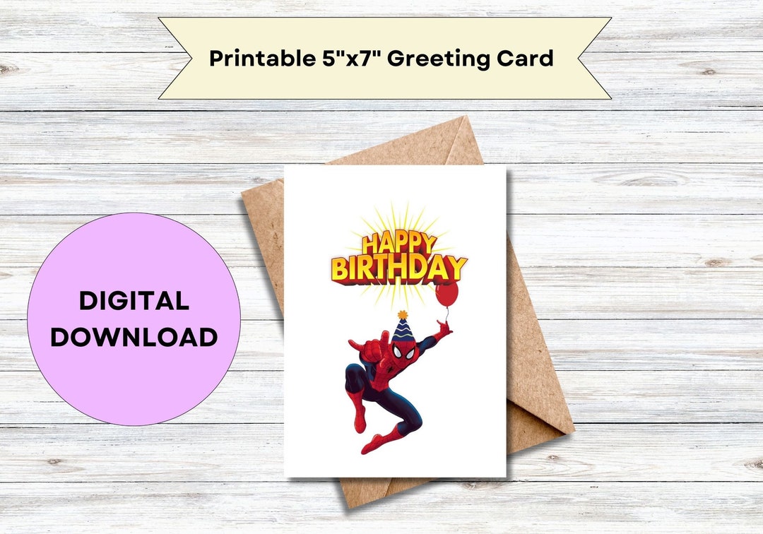 Printable Birthday Card | Spiderman | Digital Download - Etsy