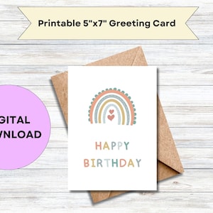 Pastel Rainbow Birthday Card: Boho Printable (digital Download) - Etsy