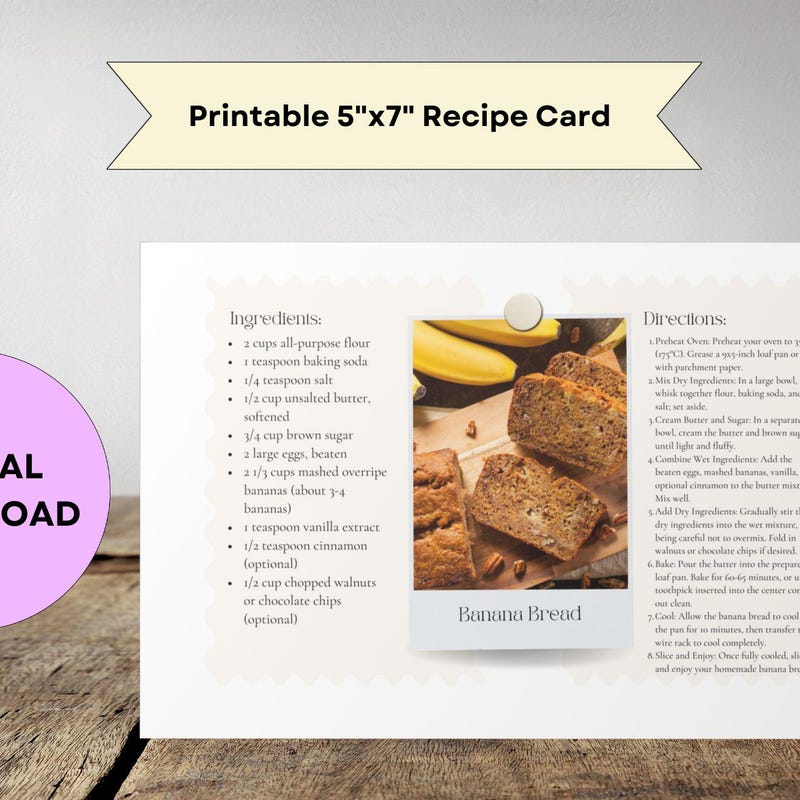 Banana Bread Recipe - Etsy