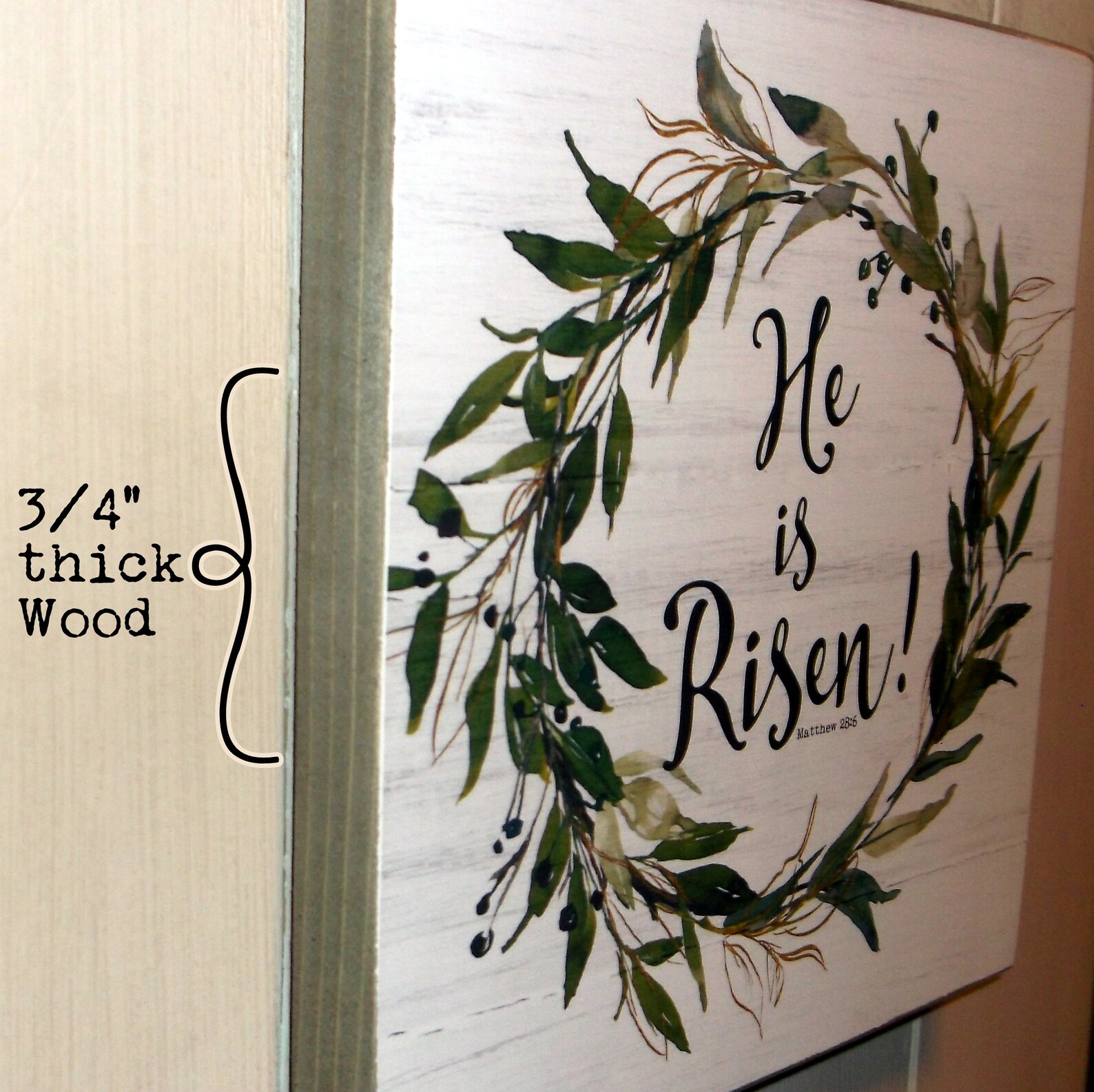 He is Risen Wood Sign Bible Verse Scripture Sign Easter Decor | Etsy