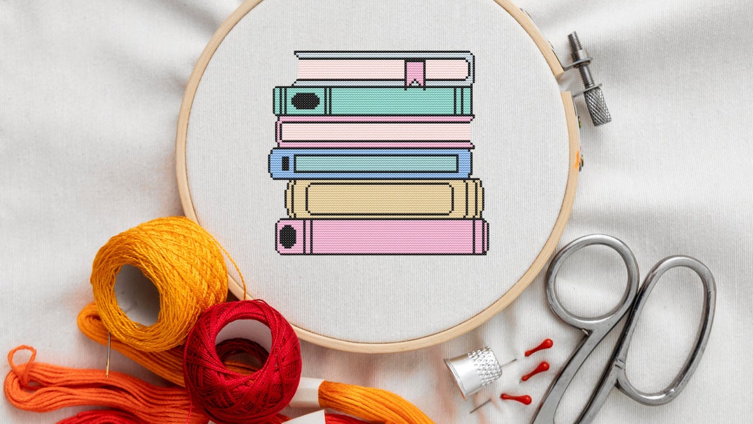 Book Stack Cross Stitch Pattern - Etsy