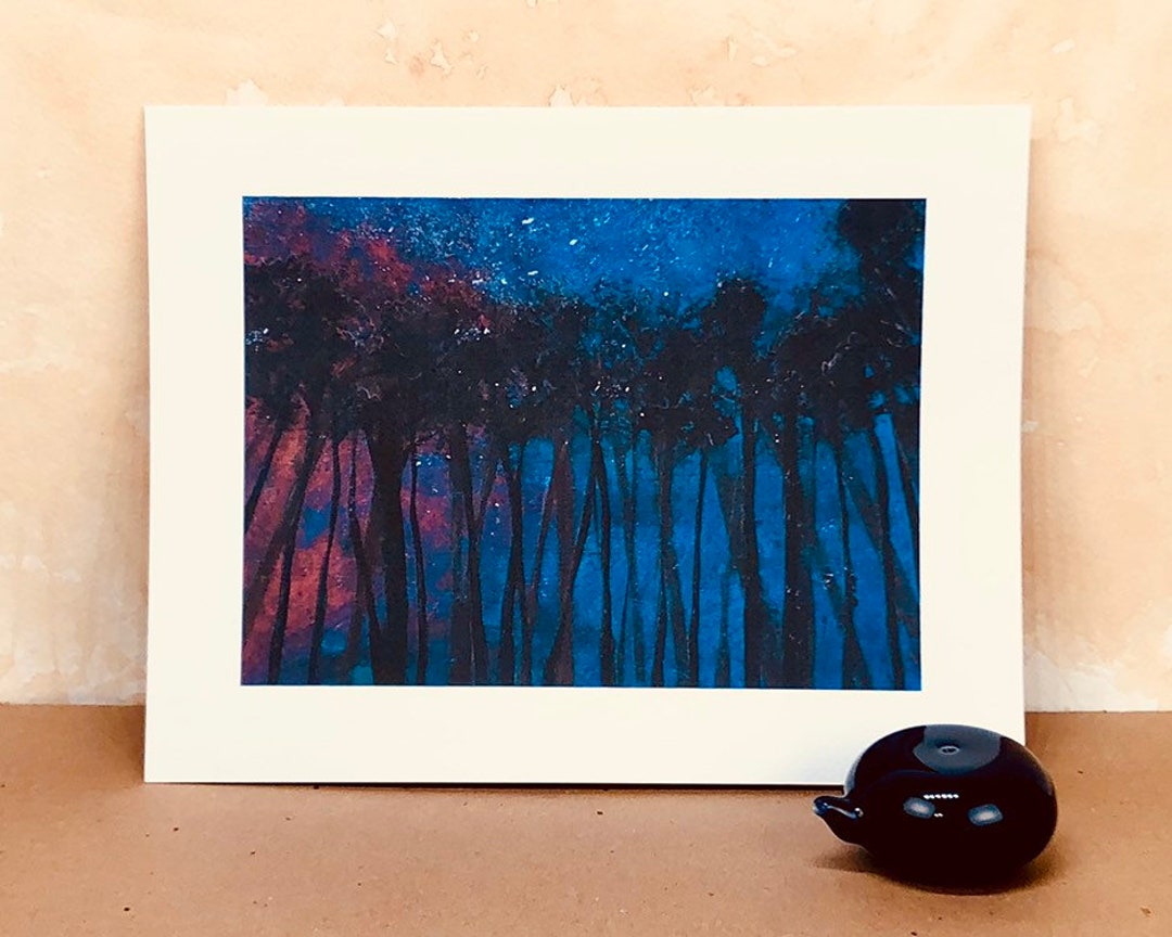 Night Forest Art Print From Original Acrylic Painting - Etsy