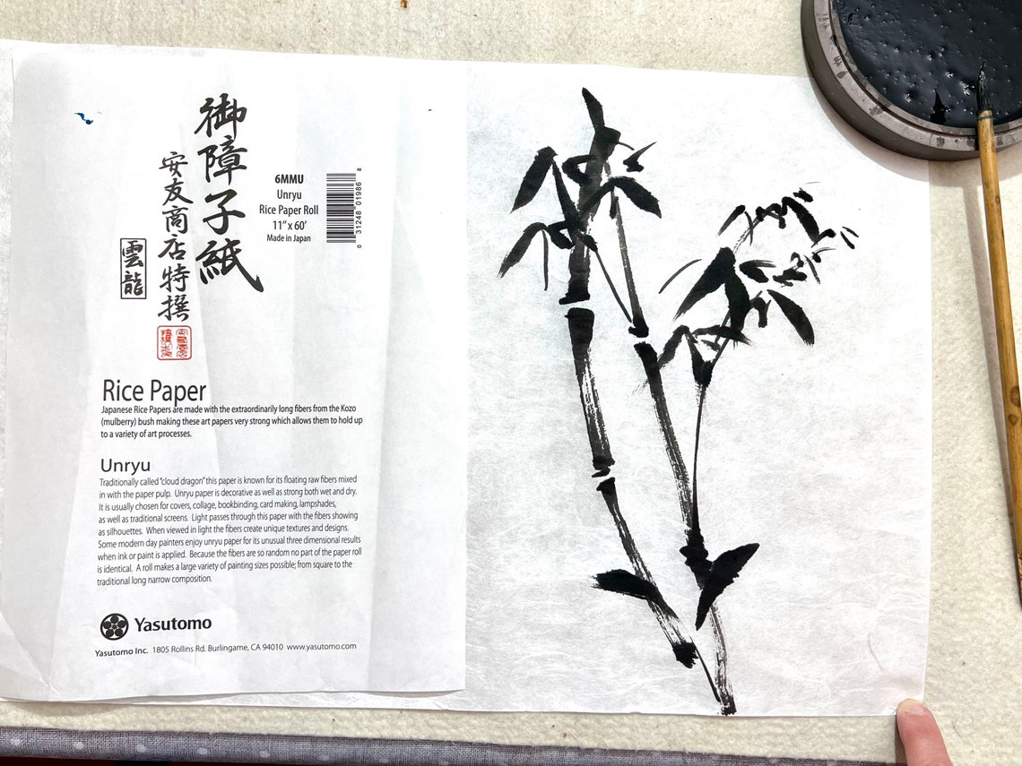 Japanese Sumi-e Mulberry Unryu Rice Paper With Iridescent Strips in ...