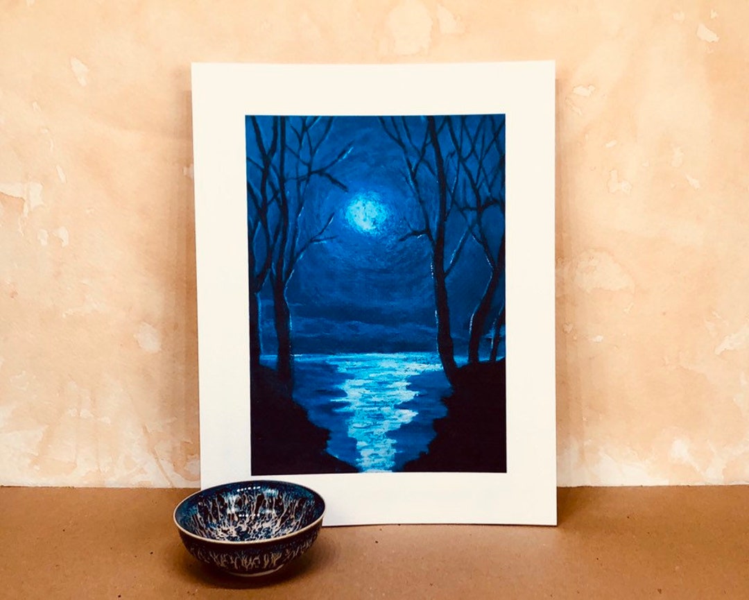 Moon Reflection Art Print From Original Acrylic Painting - Etsy
