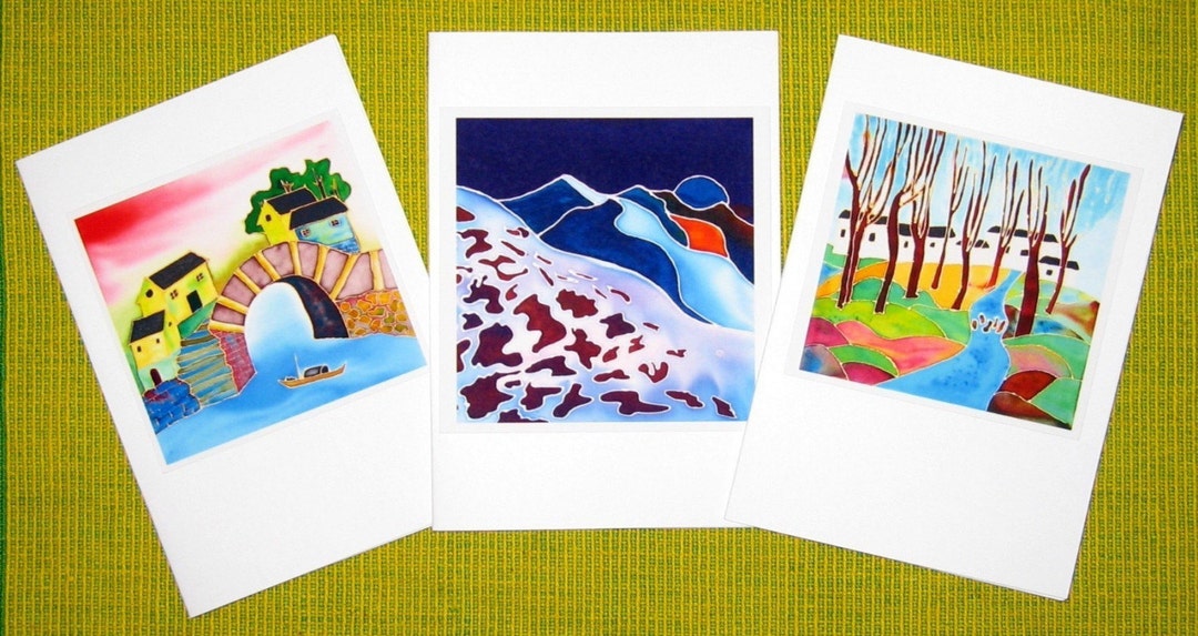 Handmade Cards With Metalic Prints From Original Silk Painting by ...