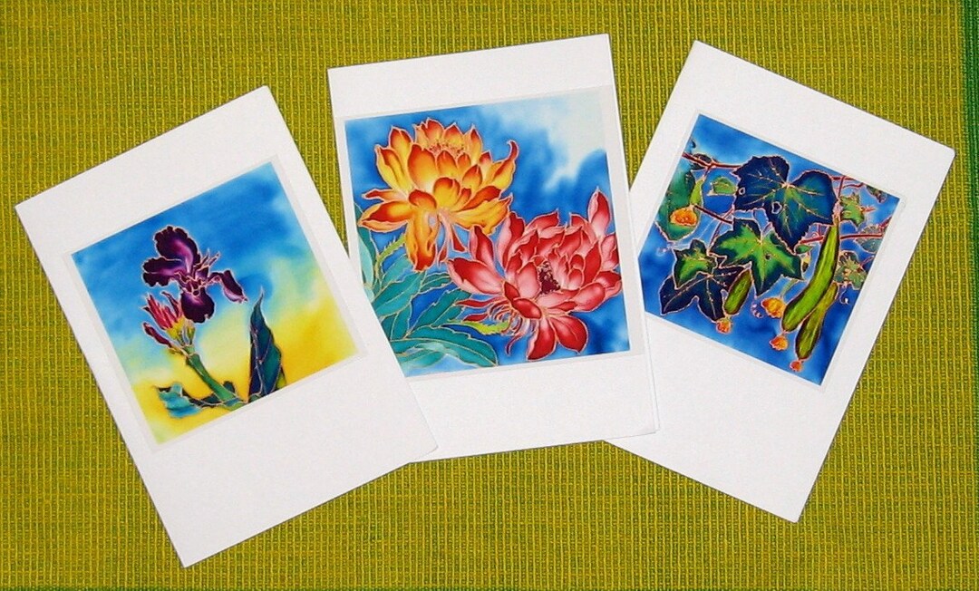 Handmade Cards With Metalic Prints From Original Silk Painting by ...