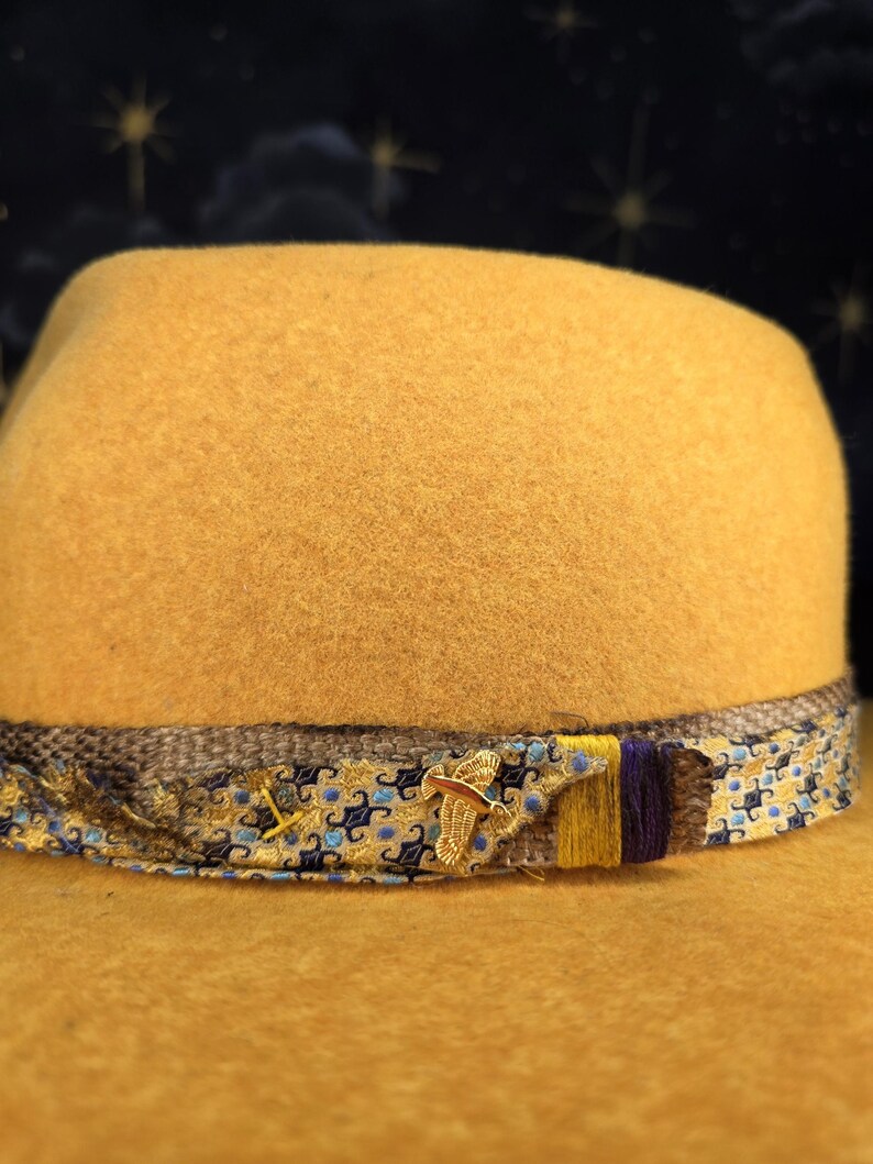 Yellow Wool Felt Hat, Fedora Hat, Summer Hat Finished With Silk and ...