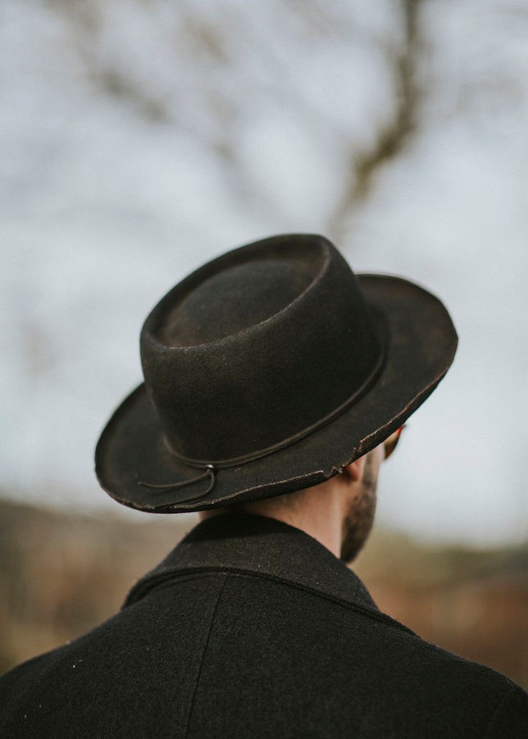Black Wild West Style Hat, Grunge Hat, Fire-burnished Hat, Men's Hat - Etsy