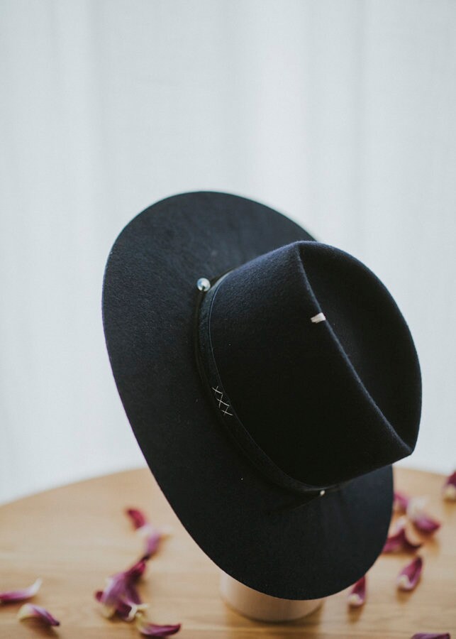 Navy Blue Wool Felt Hat, Cowboy Hat, Hand Embroidered Star Hat - Etsy