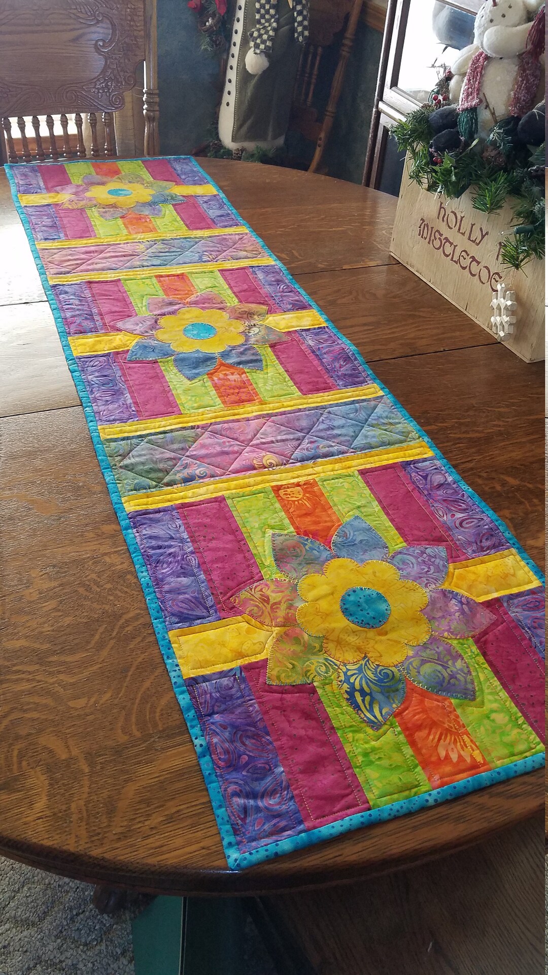 Springy & Bright Handmade Table Runner With Flowers - Etsy