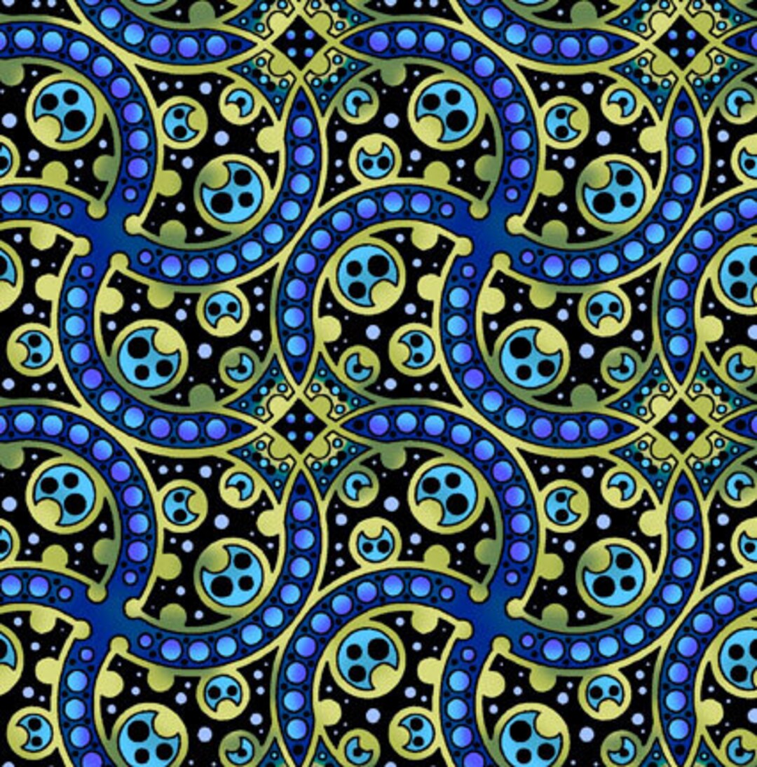 OOP Deco Fabric Blue Green Swirls 1 Yard 5DEC3 - Etsy