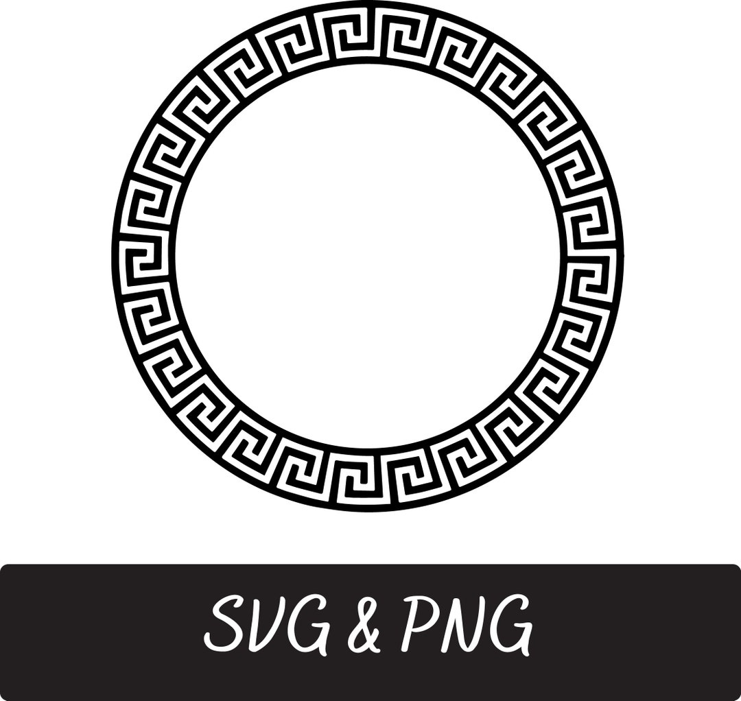 Circle Greek Key Frame Svg, Greek Wave Pattern, Seamless Meander Border ...