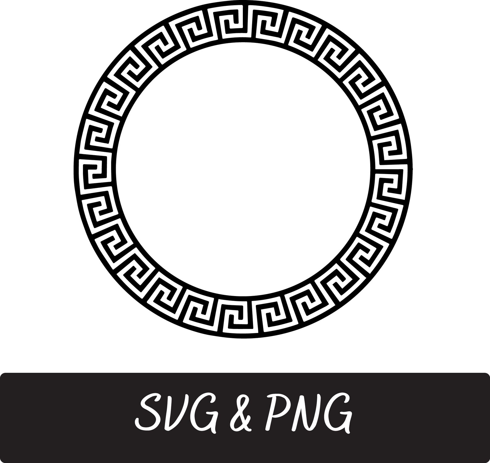Circle Greek Key Frame Svg, Greek Wave Pattern, Seamless Meander Border ...