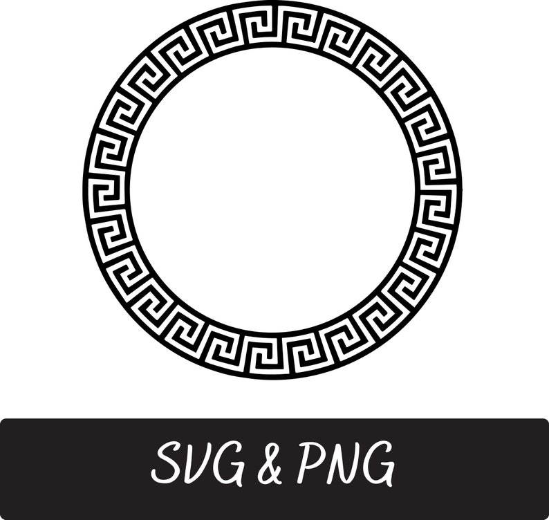 Circle Greek Key Frame Svg, Greek Wave Pattern, Seamless Meander Border ...