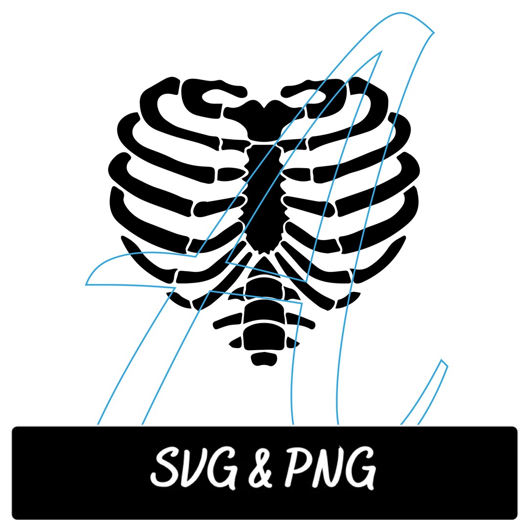 Heart Rib Cage Svg, Human Skeleton Svg. Vector Cut File for Cricut ...