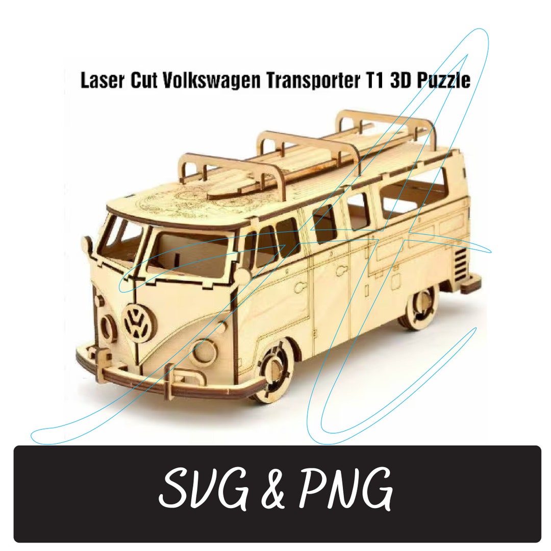 Woswos Car 3D Model, Laser Cut Volkswagen Transporter, Bus Car 3D Model ...