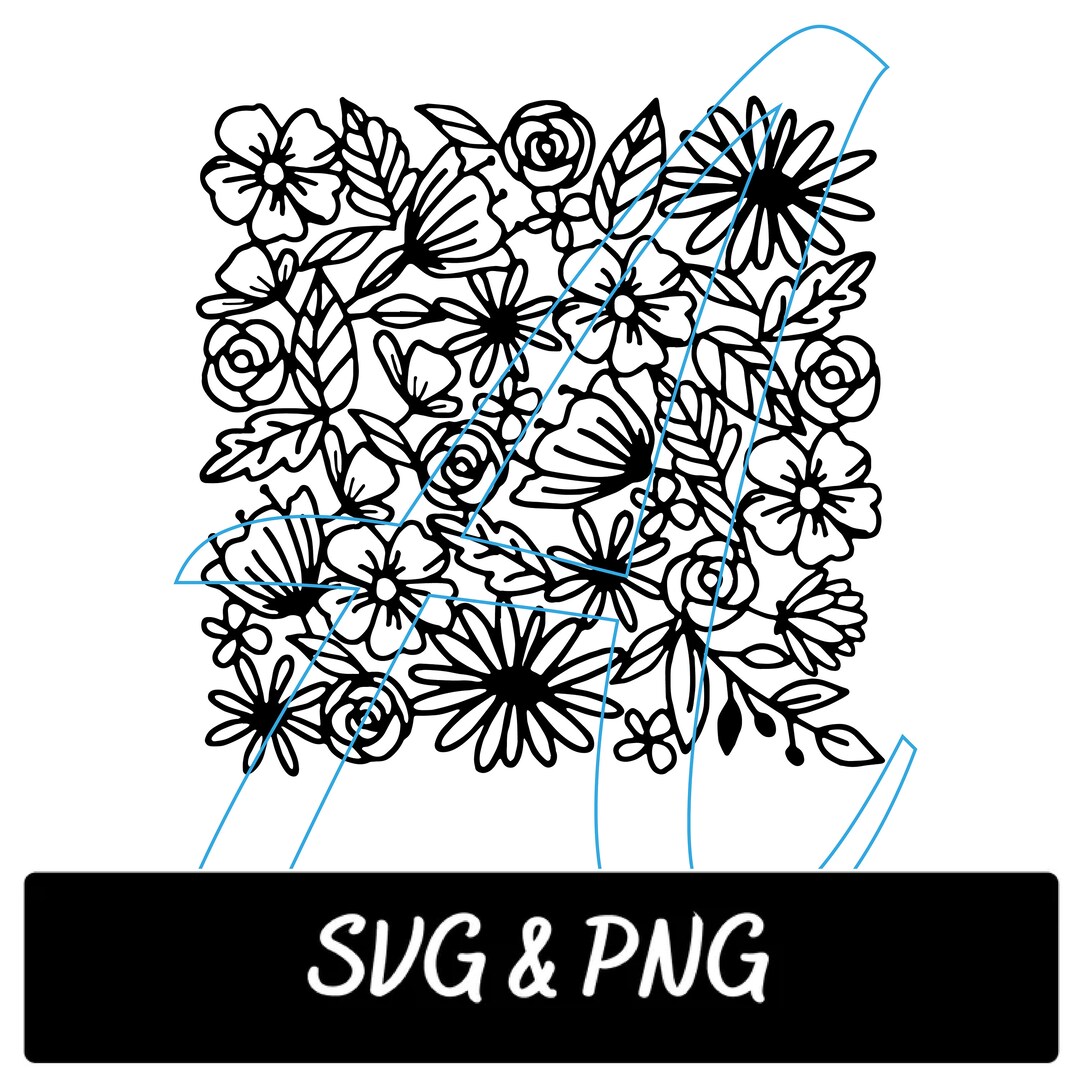 Flower Background SVG Design Square SVG for Cricut Floral SVG Cut File ...