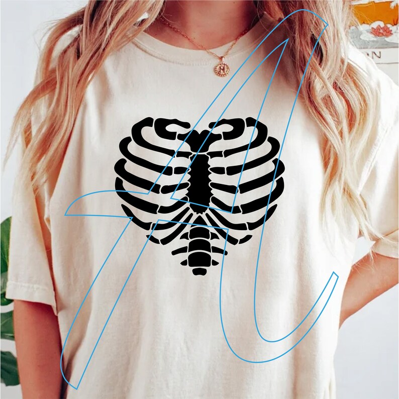 Heart Rib Cage Svg, Human Skeleton Svg. Vector Cut File for Cricut ...