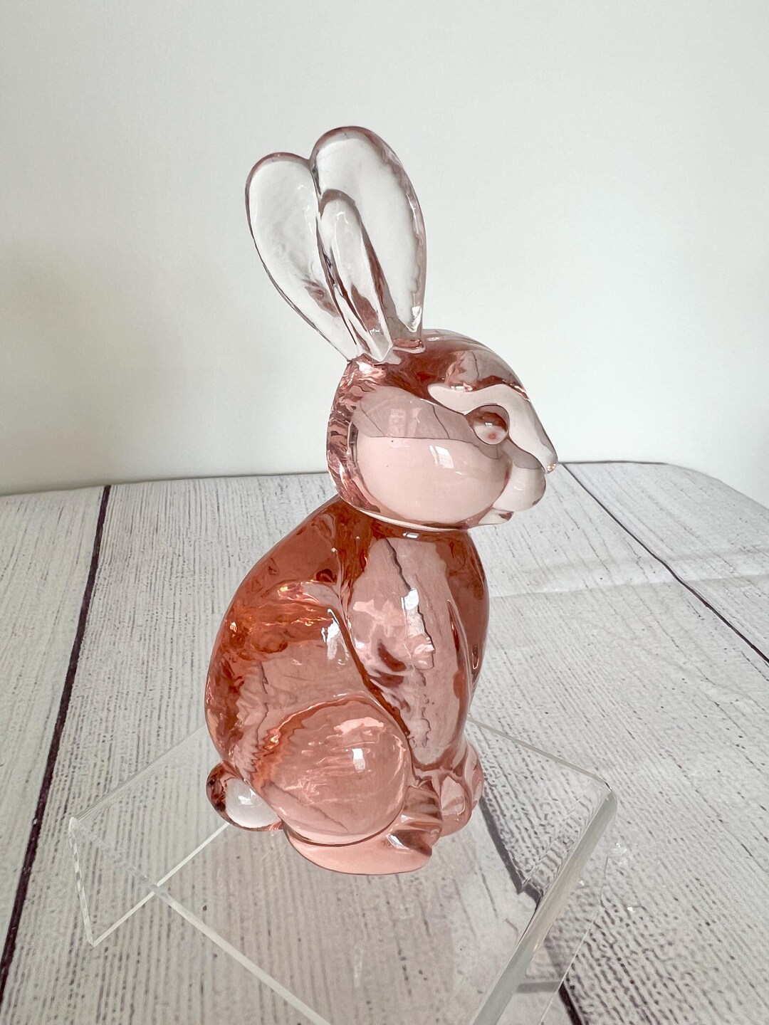 Pink Clear Glass Bunny Rabbit Paperweight - Etsy