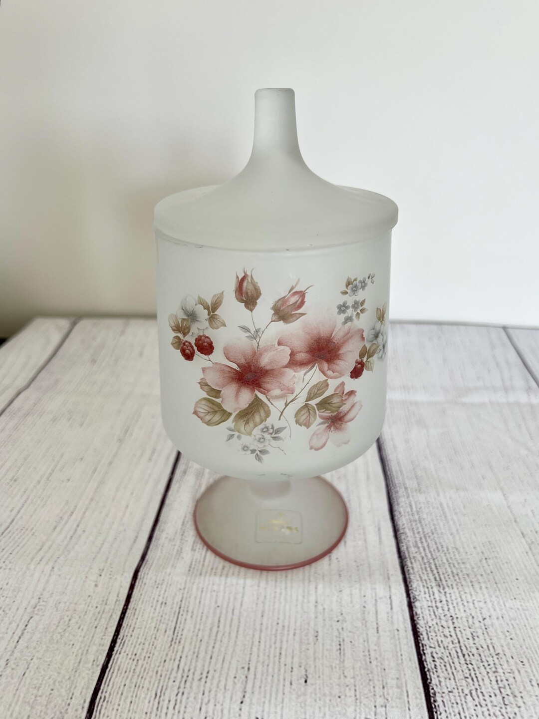 Vintage Viking Frosted Satin Glass Lidded Apothecary Jar Candy Dish - Etsy